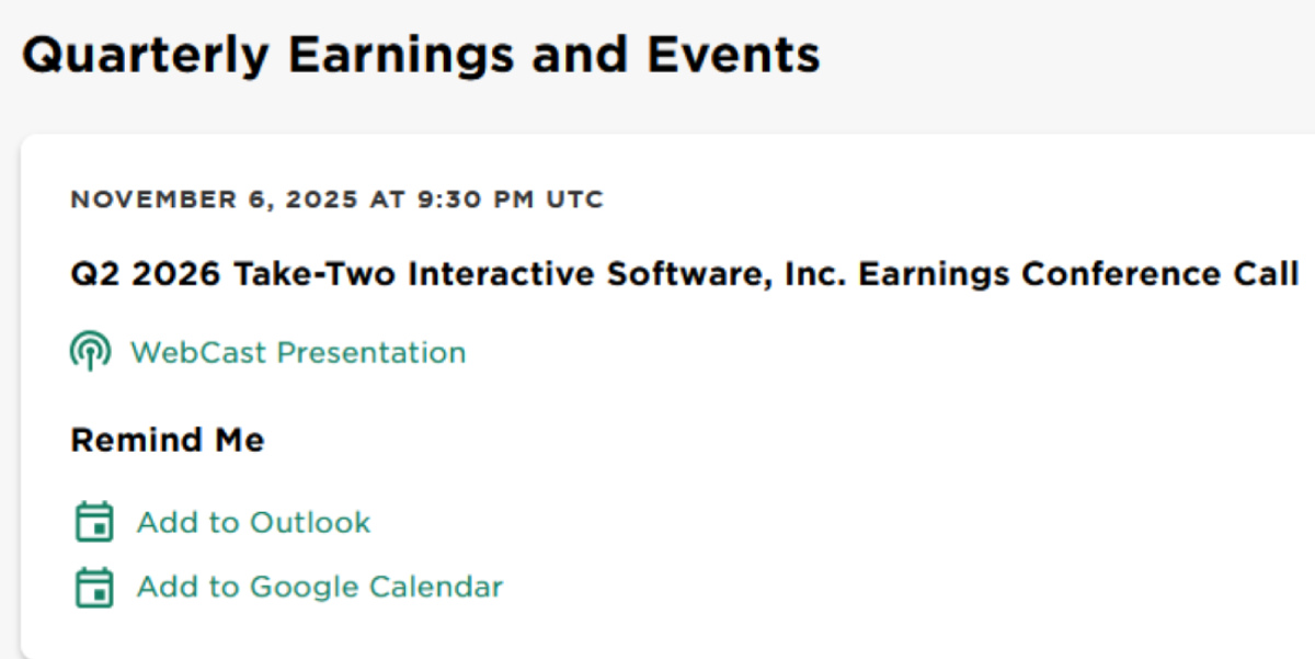 Take-Two Interactive Next Earnings Call: Date, Time & How to Watch